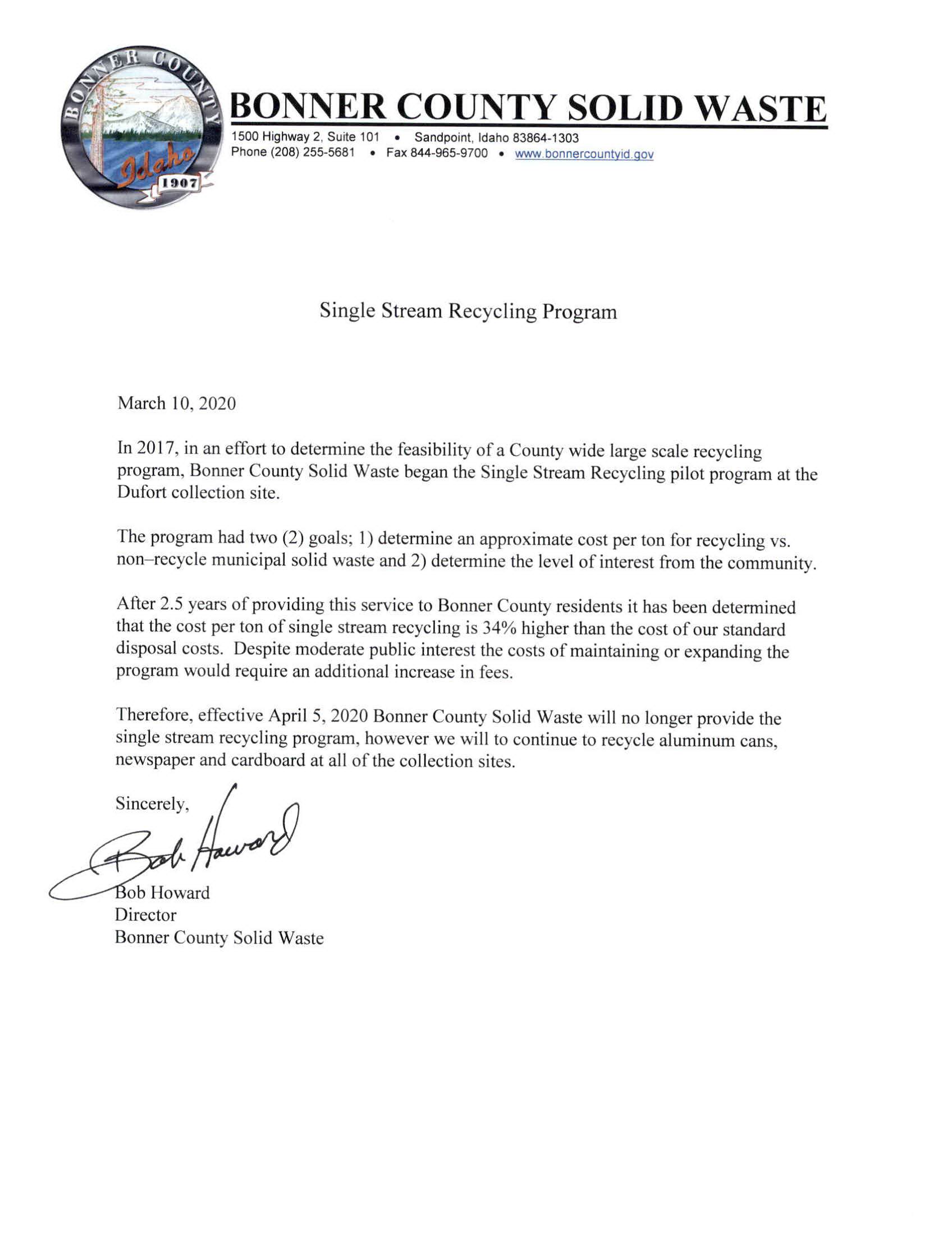 Bonner County Idaho Official Website - Recycling